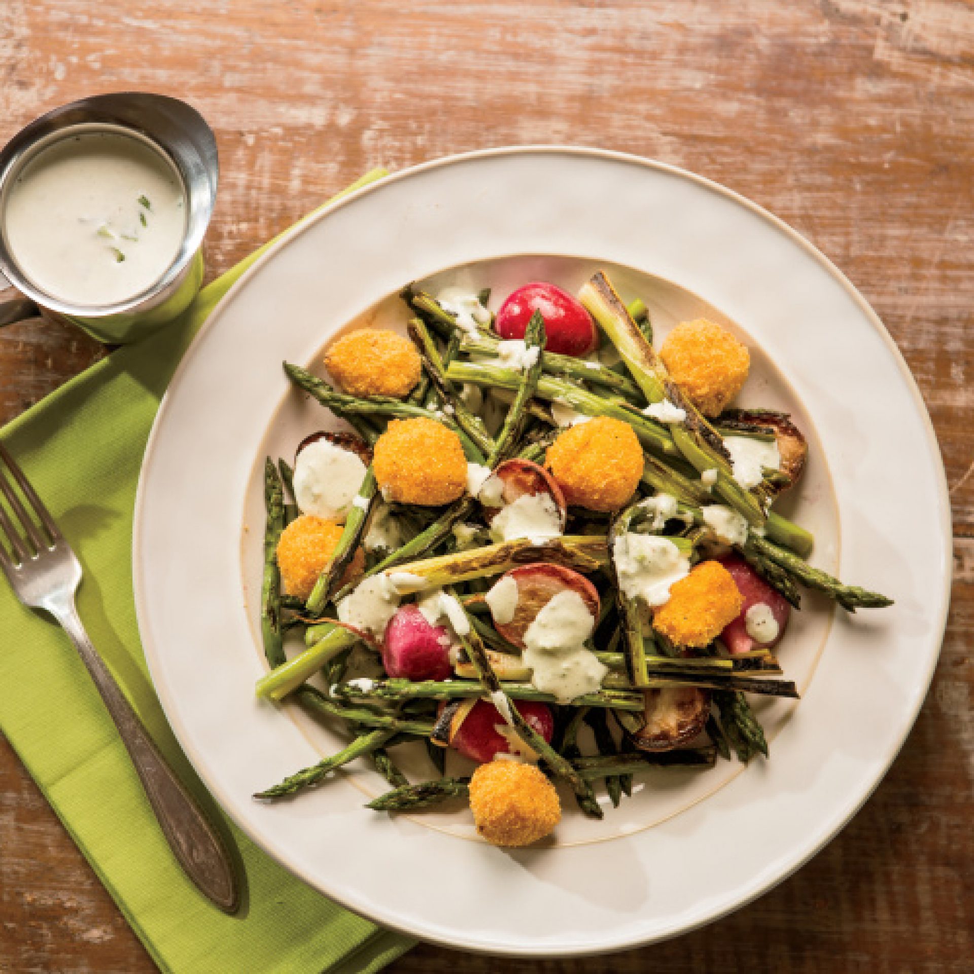 Charred Spring Vegetables with Creamy Scallion Dressing Recipe - Farm ...