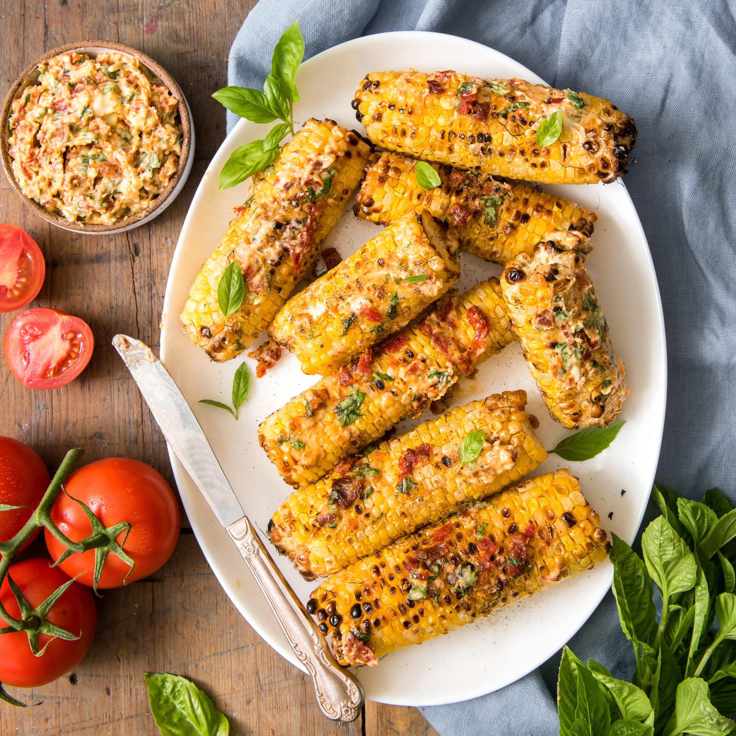 Grilled Sweet Corn with Sun-Dried Tomato Butter Recipe - Farm Flavor Recipe