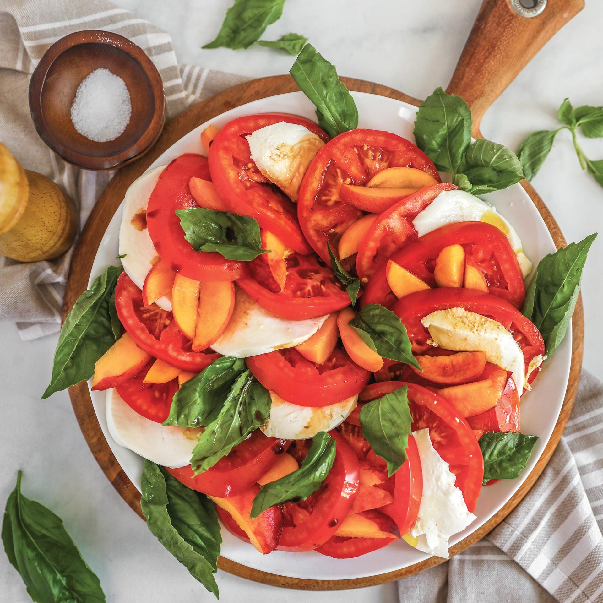 Tomato Peach Caprese Salad Recipe - Farm Flavor Recipe