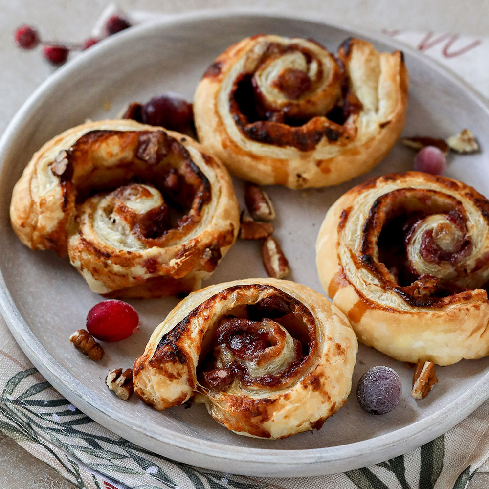 Cranberry Brie Pecan Pinwheels - Farm Flavor Recipe