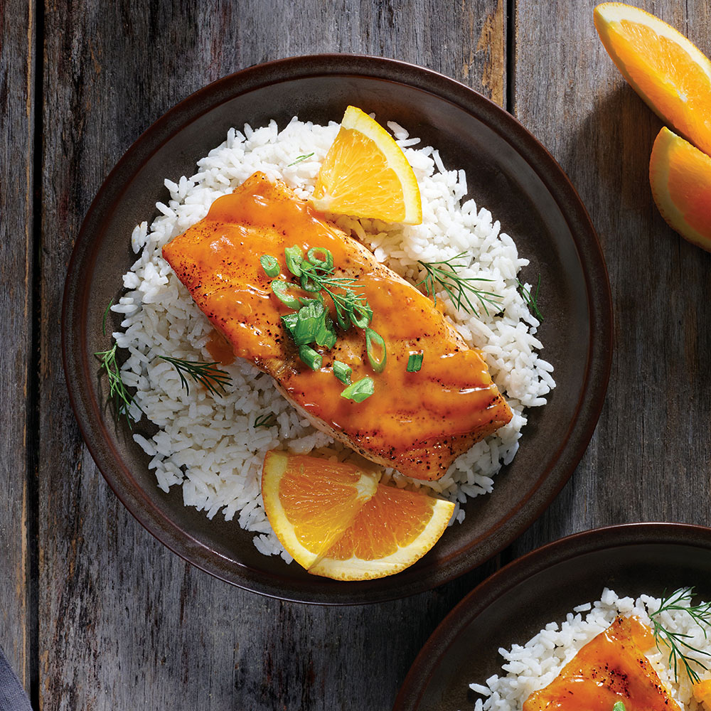 Citrus-Glazed Salmon Over Coconut Rice Recipe - Farm Flavor Recipe
