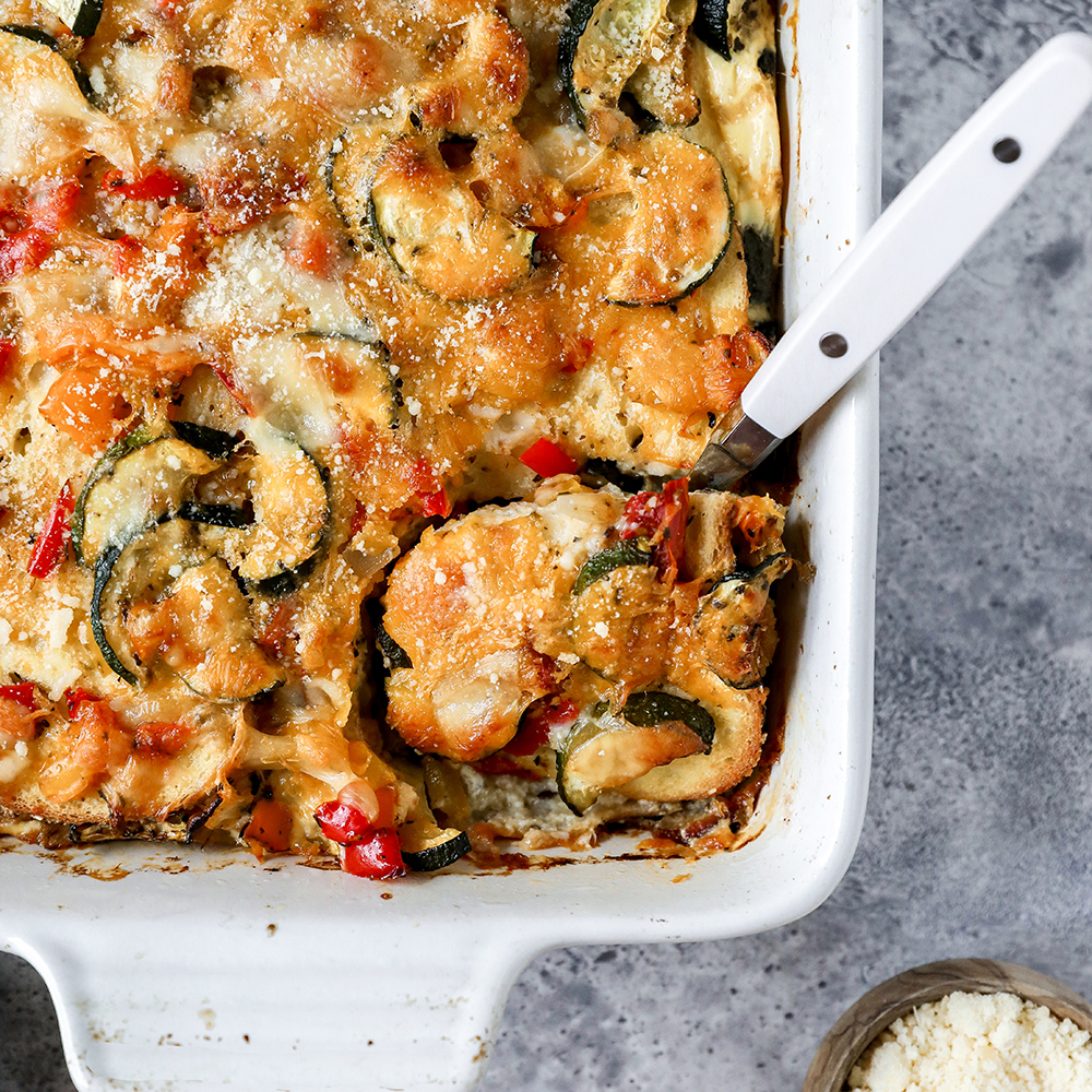Roasted Summer Vegetable Strata - Farm Flavor Recipe