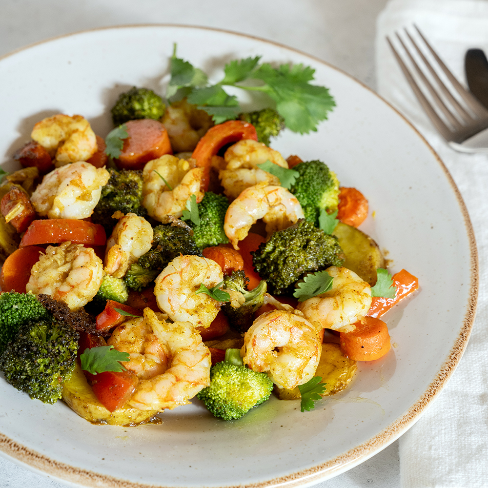 Sheet Pan Curried Shrimp and Vegetables - Farm Flavor Recipe